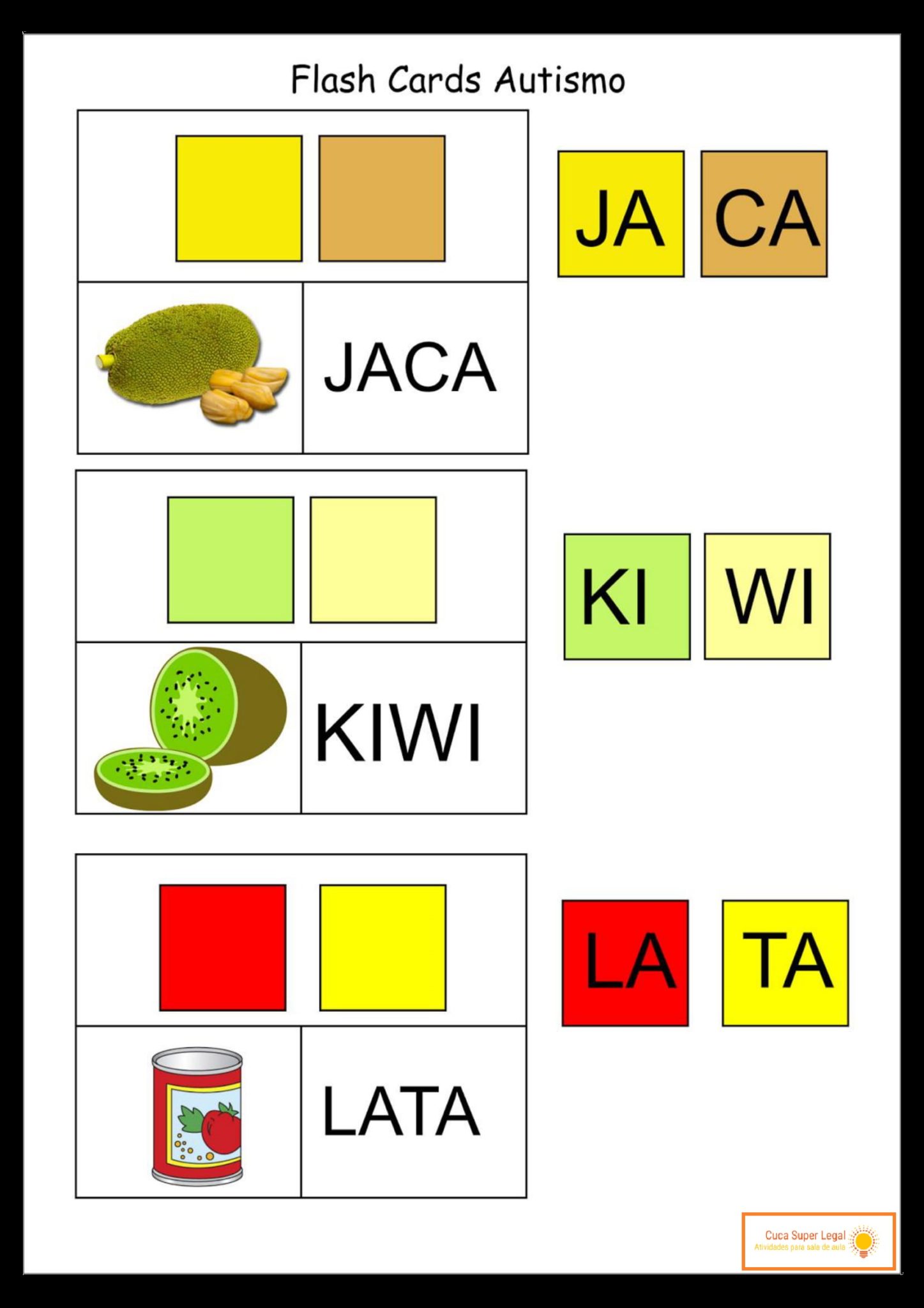 Flash cards autismo - pareamento e alfabetizção - Cuca Super legal ...