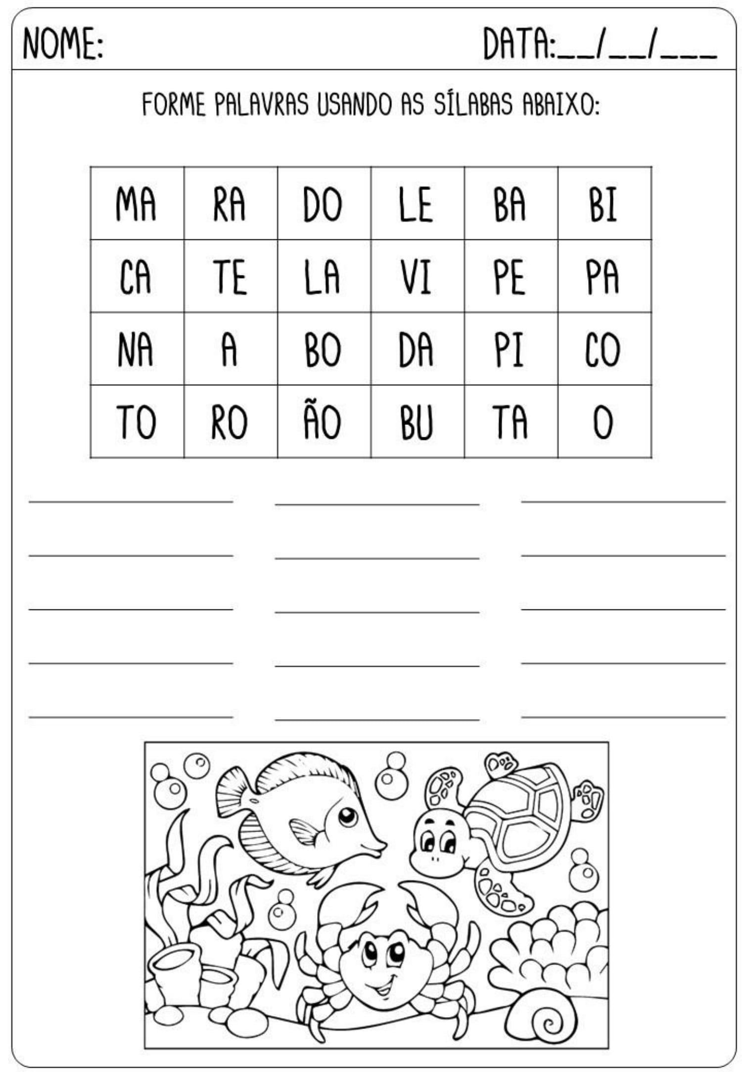 1º Ano Atividades De Alfabetização Sílabas Simples Cuca Super