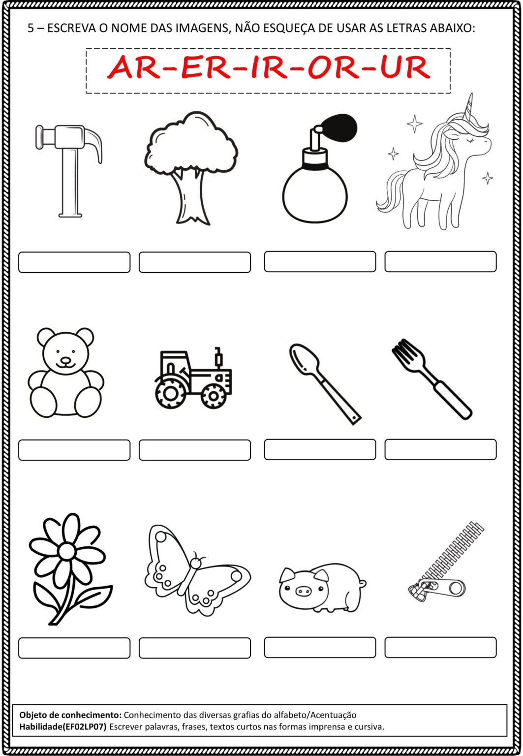 2º, 3º e 4º anos - Atividades de ortografia: AR -ER - IR -OR - UR ...
