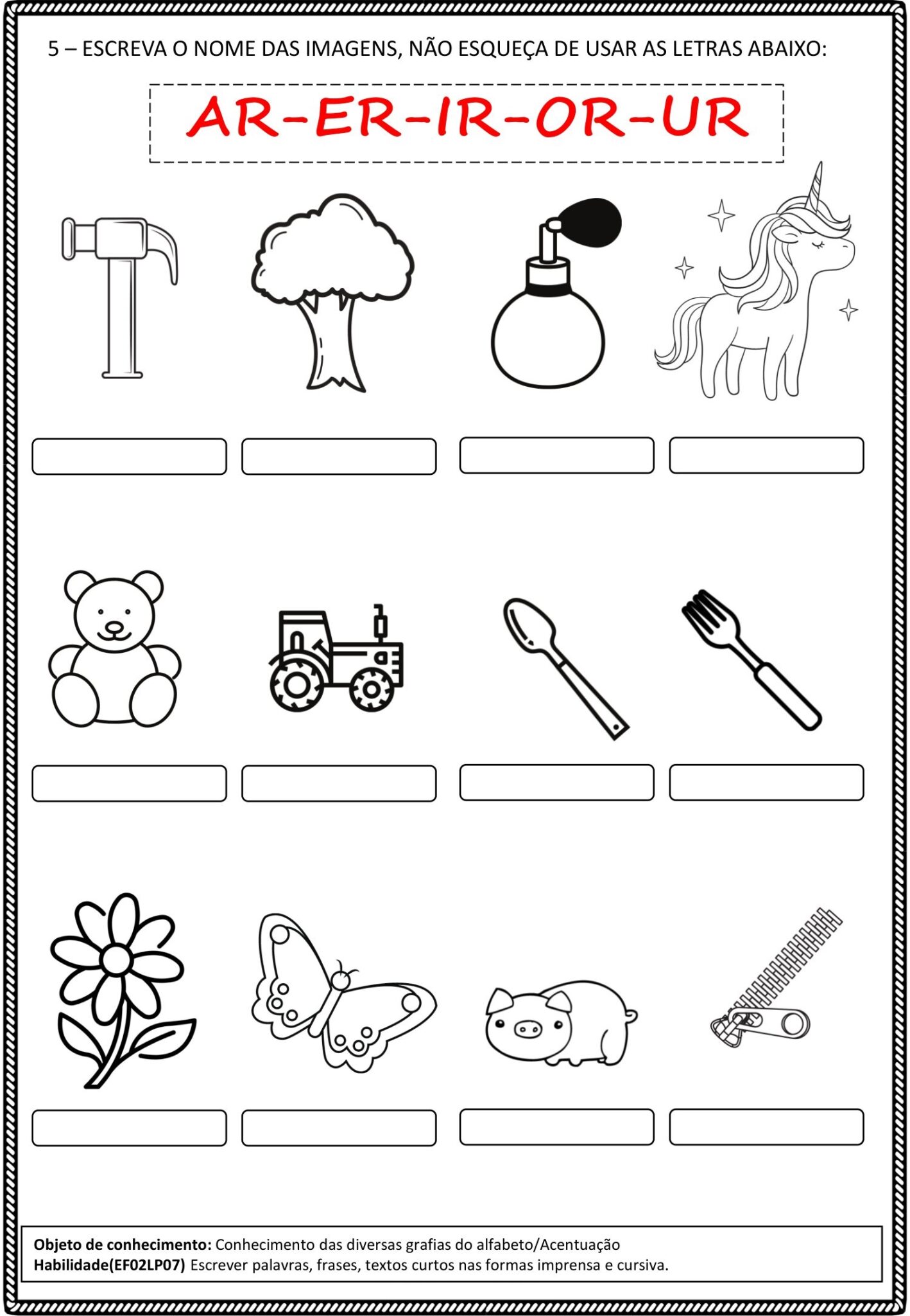 2º, 3º e 4º anos - Atividades de ortografia: AR -ER - IR -OR - UR ...