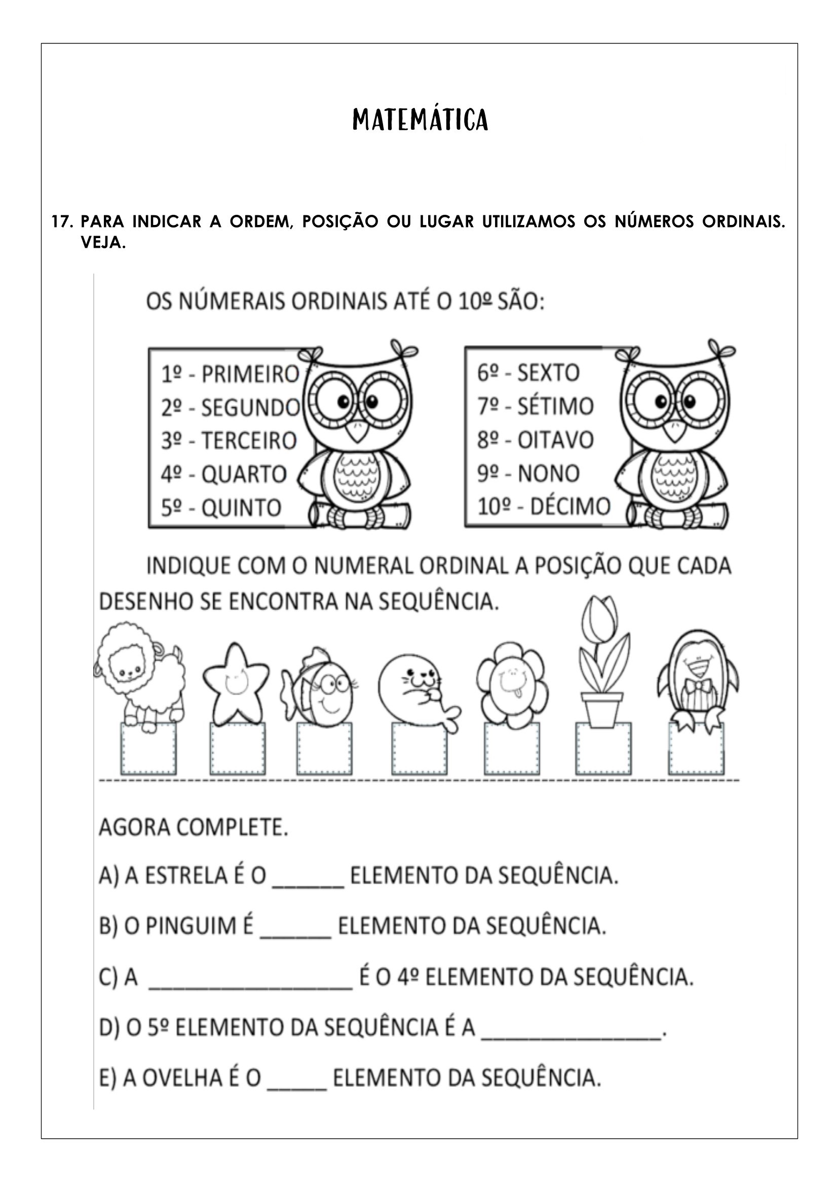Atividade De Matematica Numeros Naturais - BINKEDU