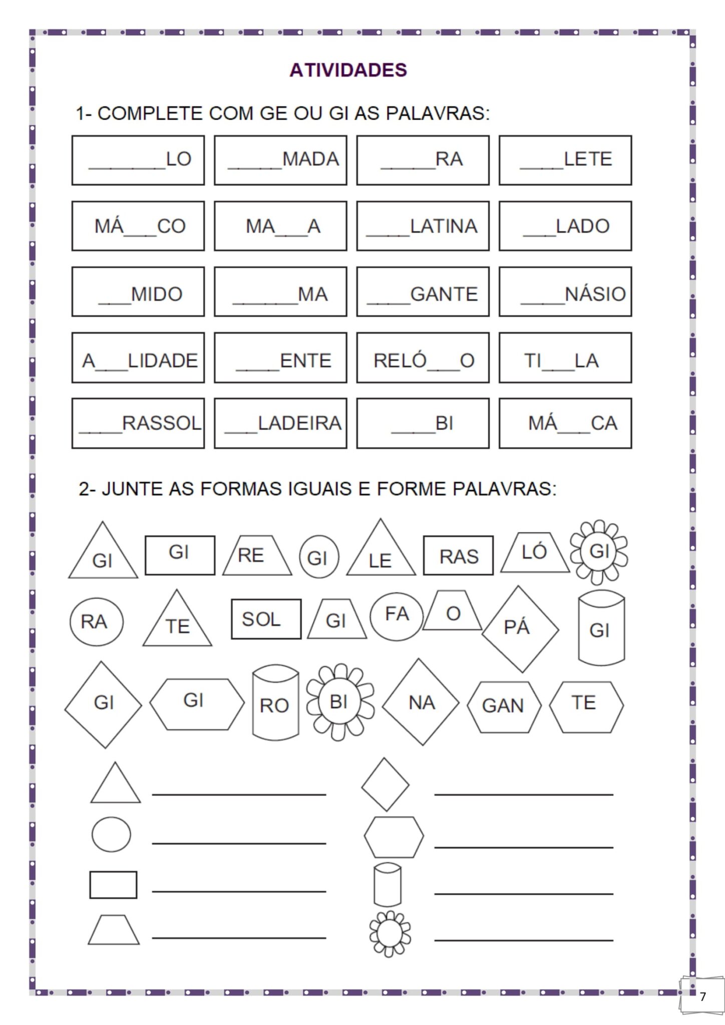 Atividades Com Ge Gi - RETOEDU