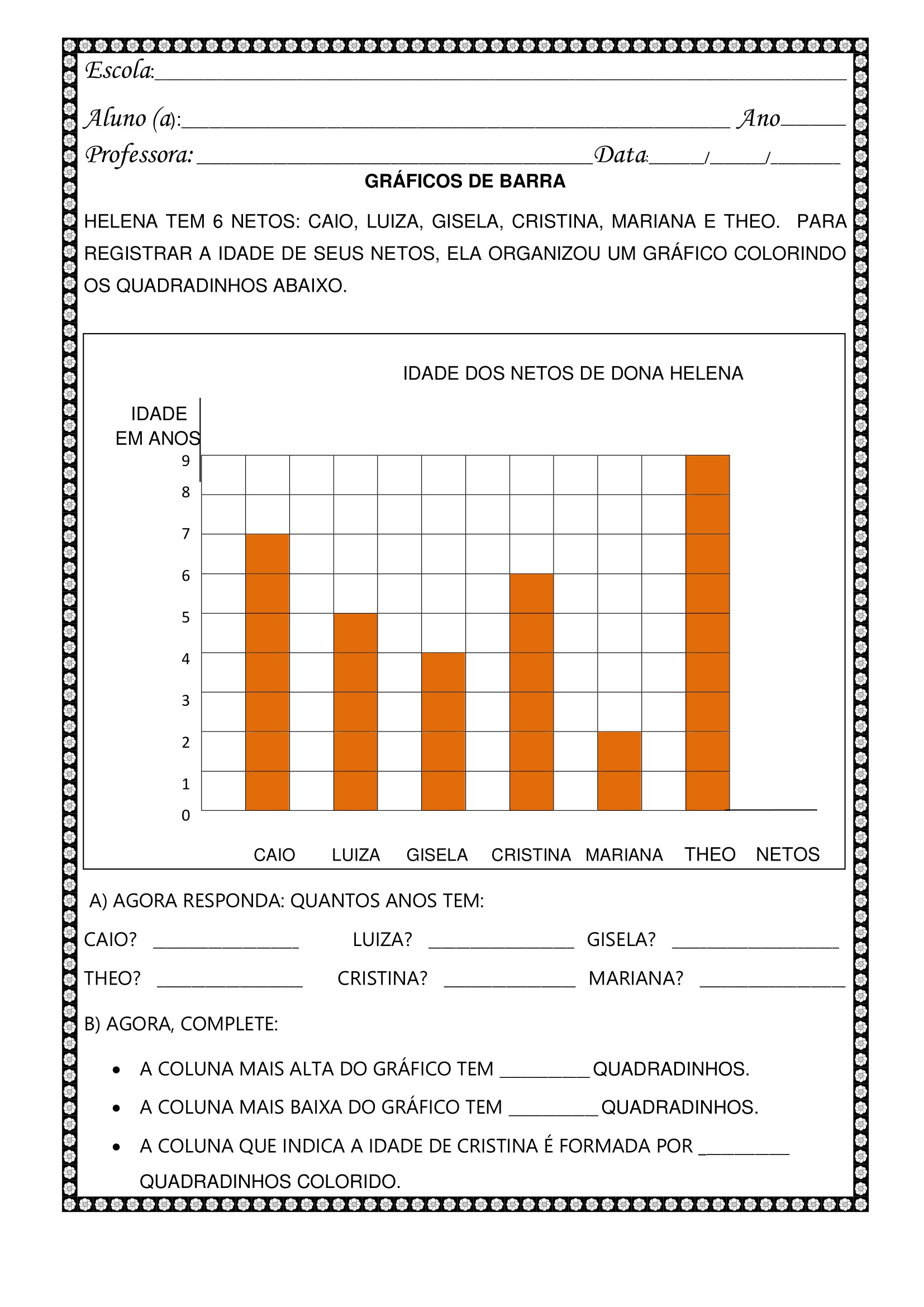 2º E 3º Ano Atividades De Matemática Adição Subtração E Gráficos