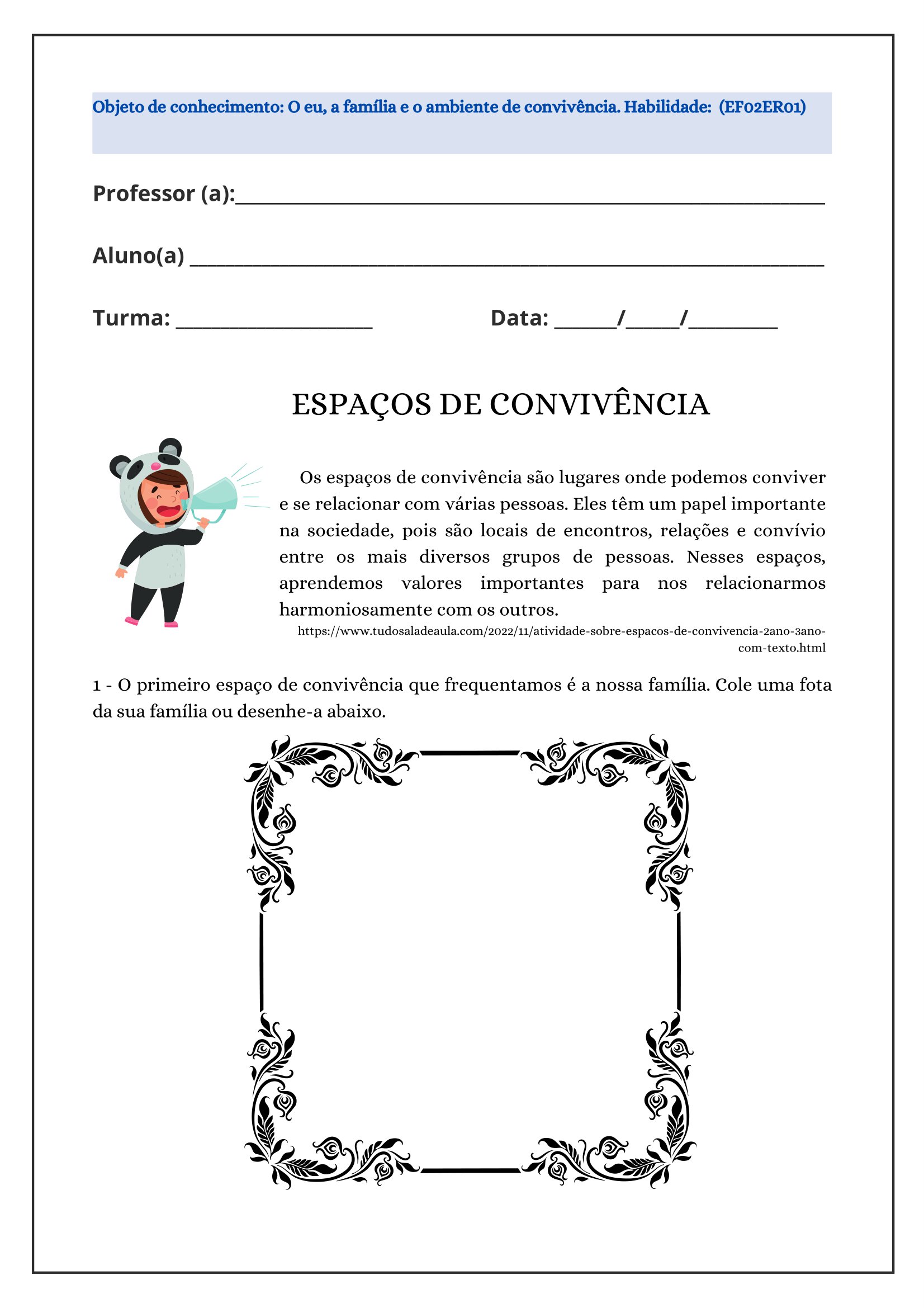 2º ANO - Atividades de ensino religioso - Espaços de convivência - Cuca ...