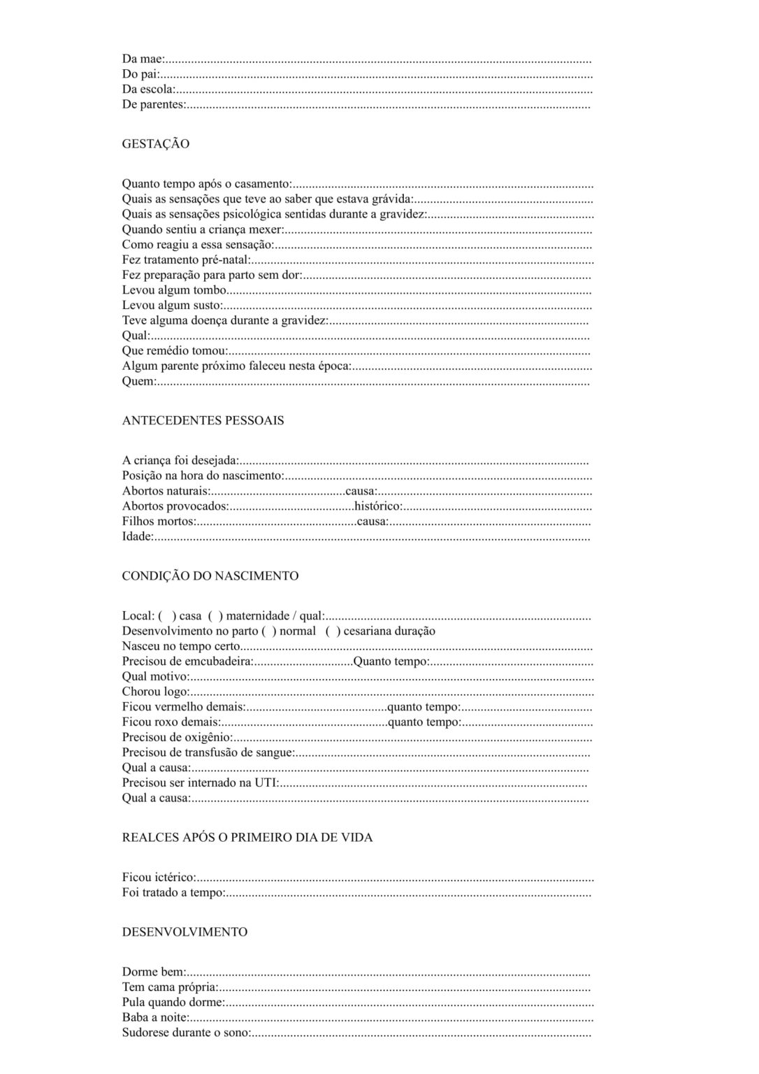 AEE - MODELO DE ANAMNESE ( QUESTIONÁRIO INICIAL) PARA PSICOPEDAGOGOS - Cuca Super legal ...