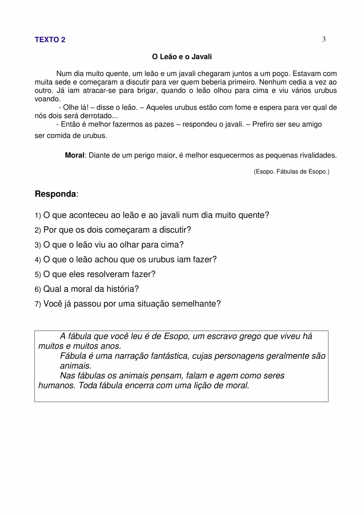 5º ANO – ATIVIDADES PARA AULAS DE LEITURA E INTERPRETAÇÃO DE TEXTOS ...