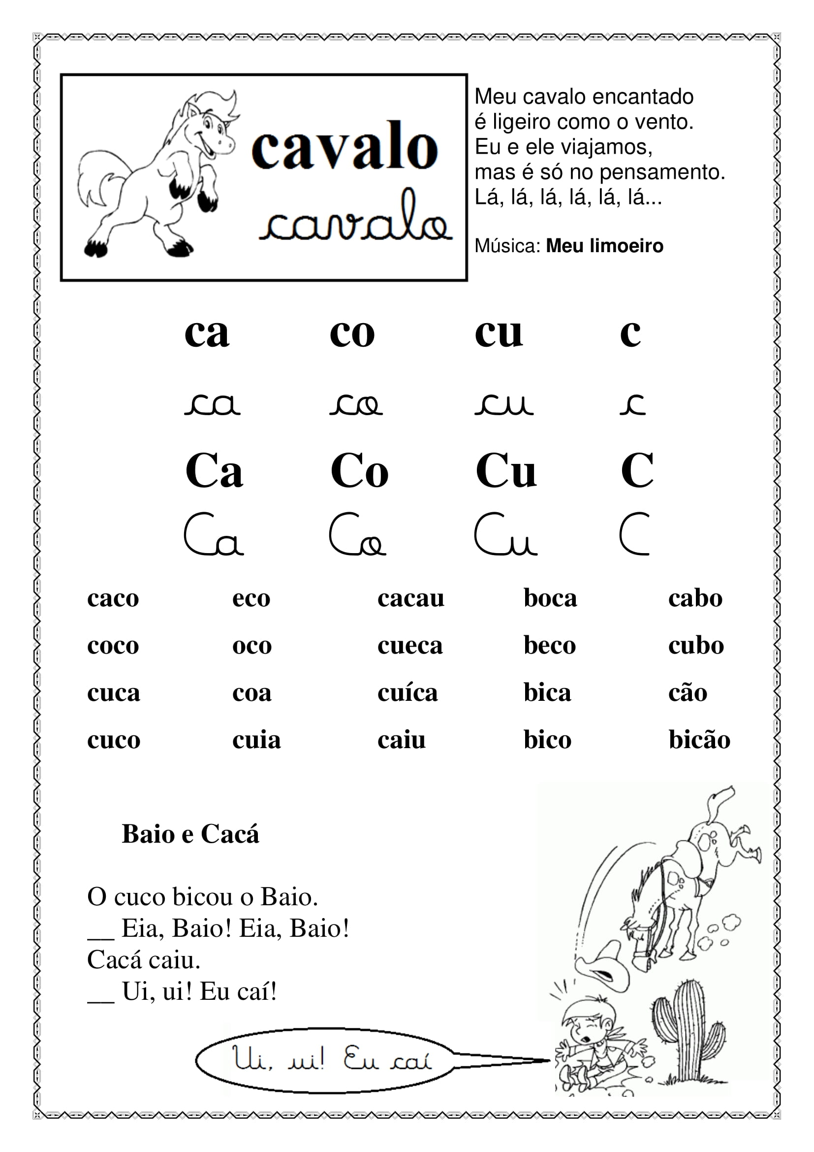 1º ANO - Leituras e Atividades com a letra C - Cuca Super legal ...