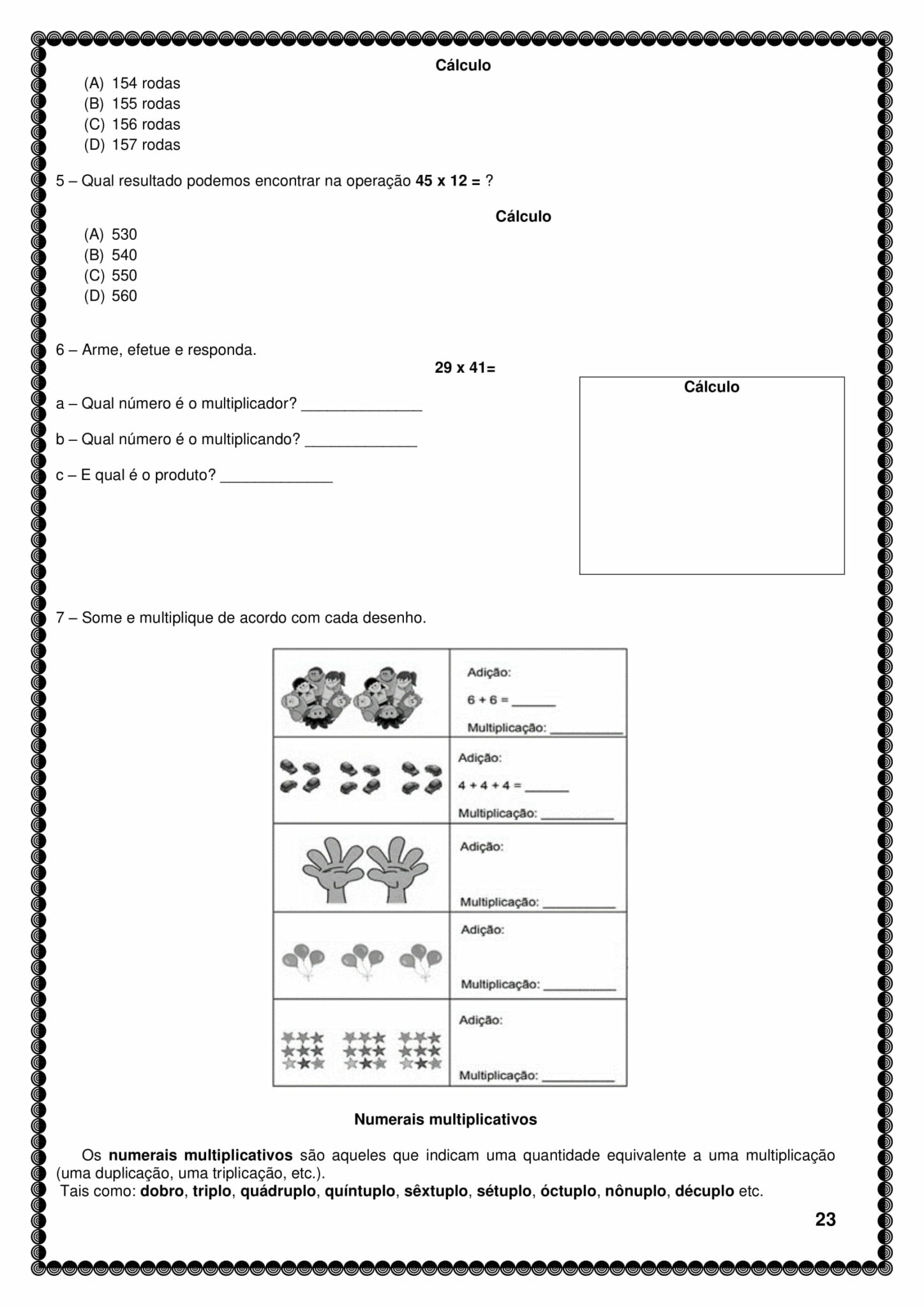 5° ANO - ATIVIDADES DE MATEMÁTICA - MULTIPLICAÇÃO - Cuca Super legal ...