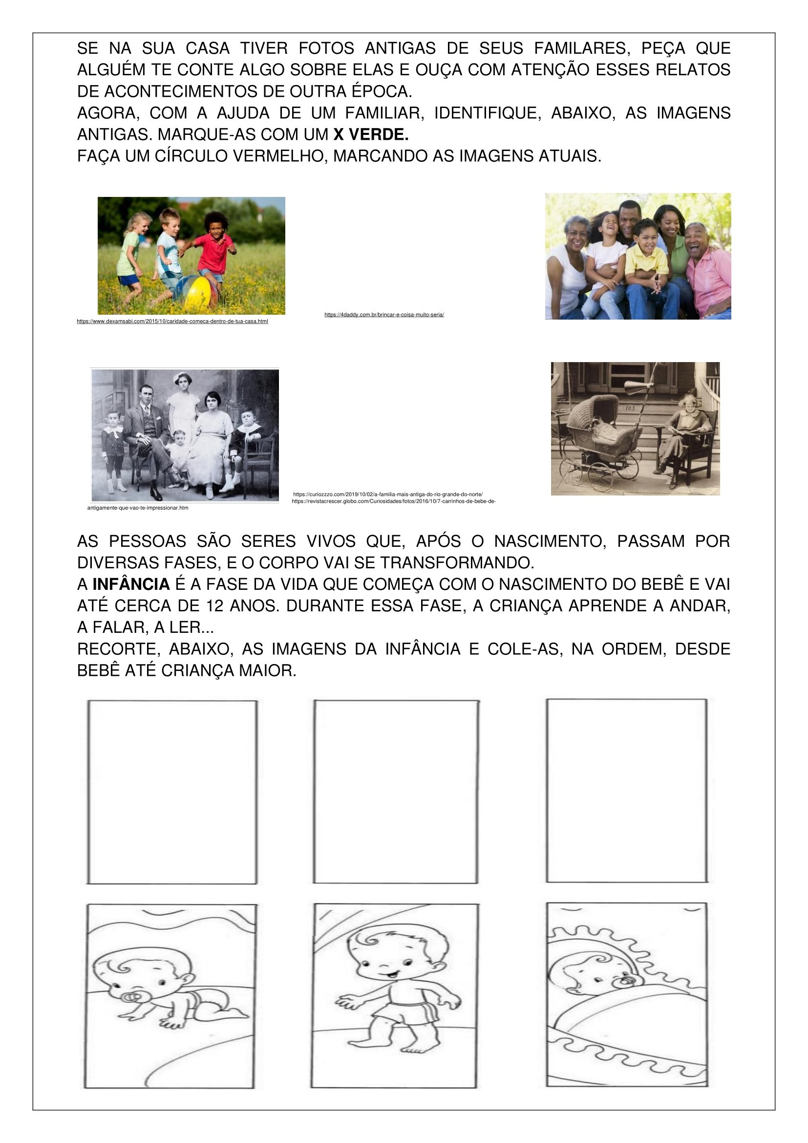 1º ano - Atividades de ciências - O tempo passa - fases da vida - Cuca ...