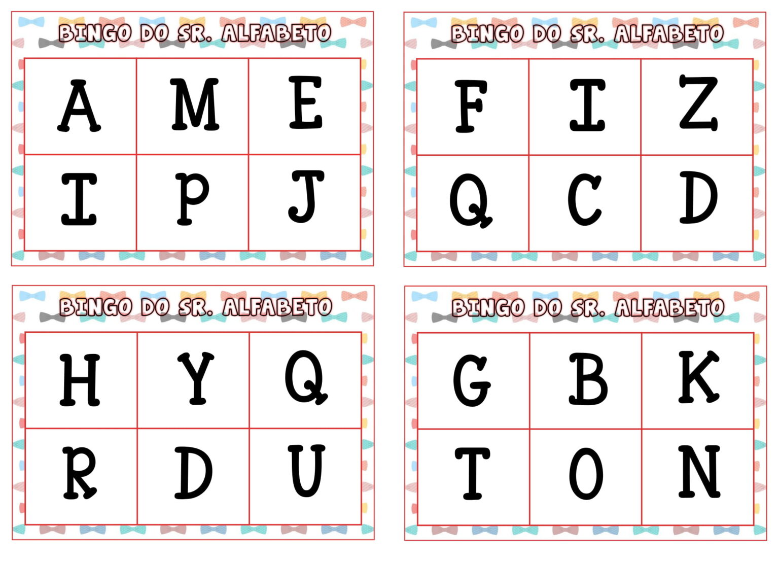 BINGO DO ALFABETO - Cuca Super legal - Educação, coordenação ...