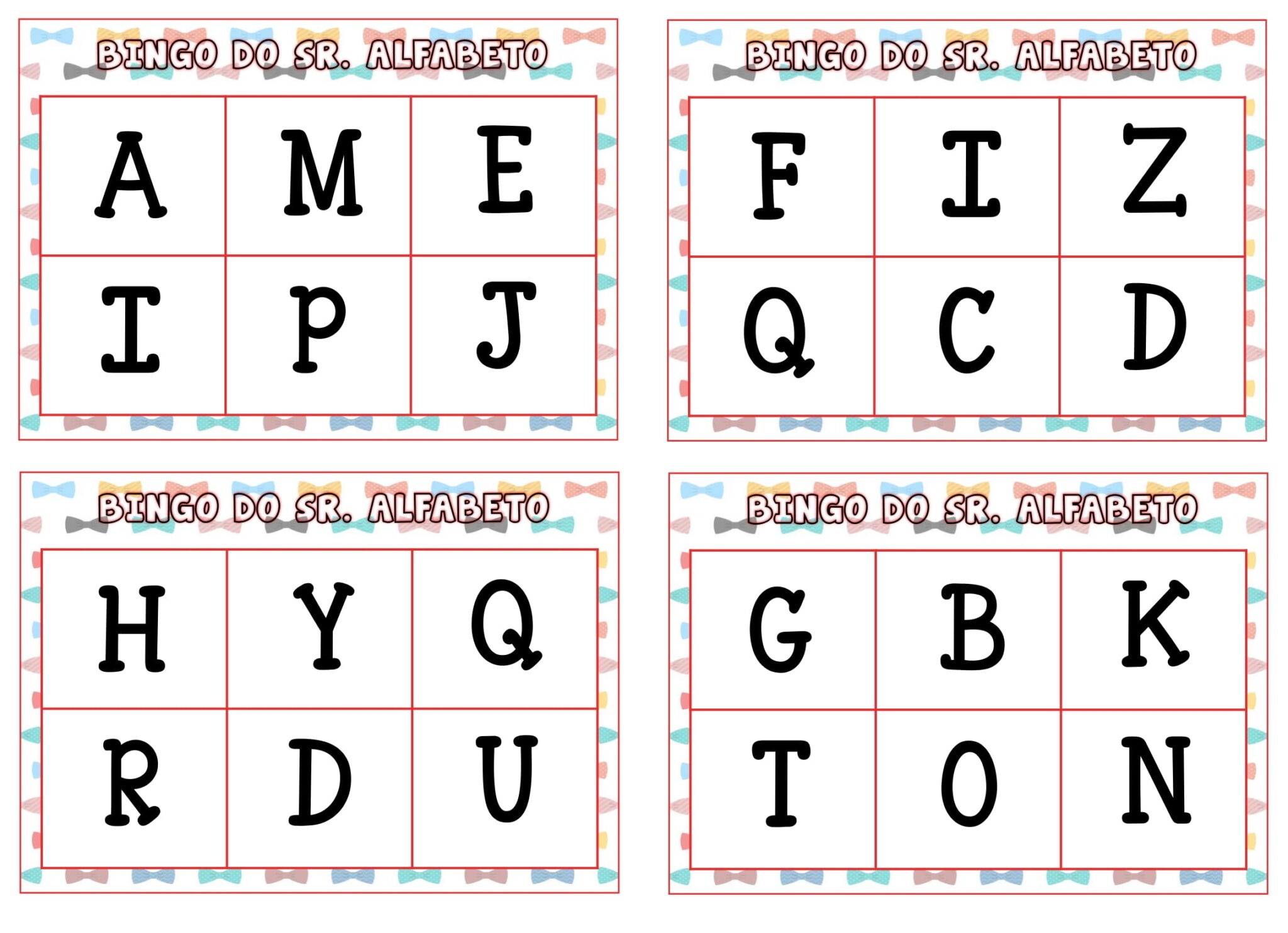 BINGO DO ALFABETO - Cuca Super legal - Educação, coordenação ...