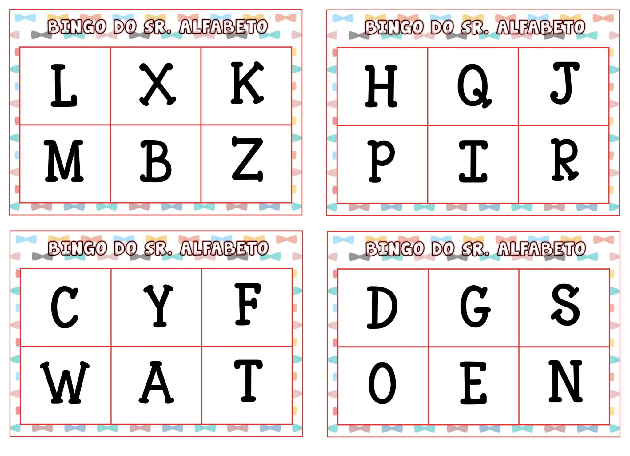BINGO DO ALFABETO - Cuca Super legal - Educação, coordenação ...