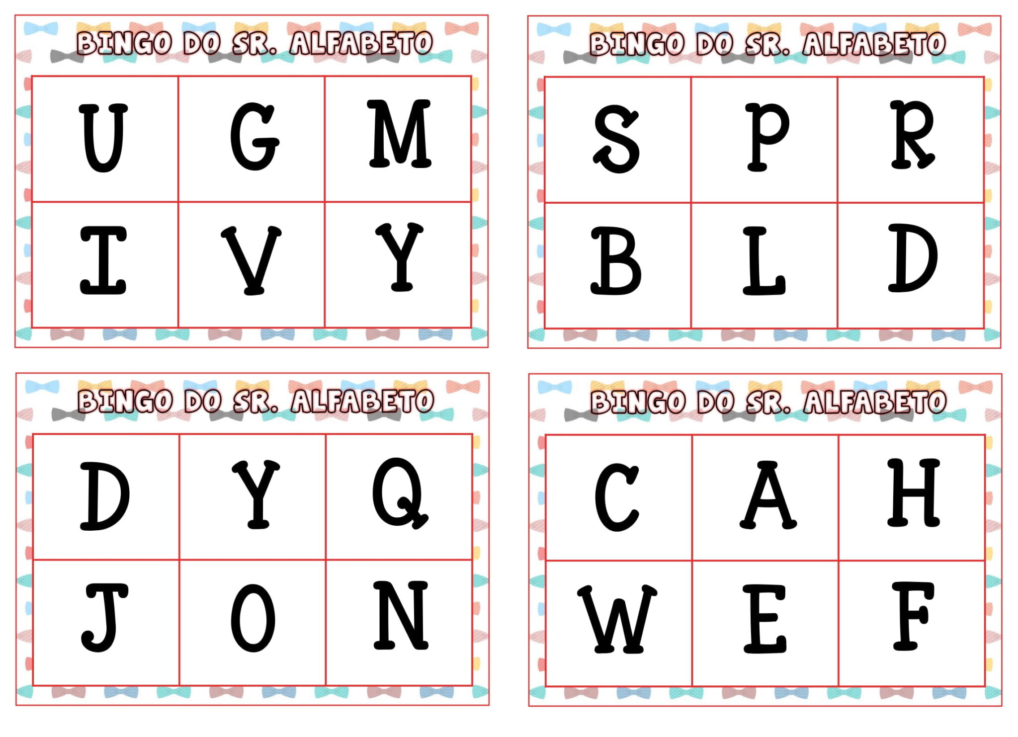 BINGO DO ALFABETO - Cuca Super legal - Educação, coordenação ...