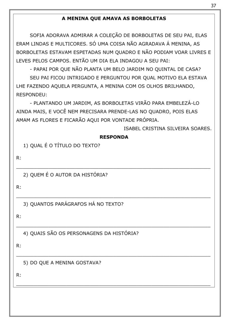 3º ano Interpretação de texto e leitura: A menina que amava as ...