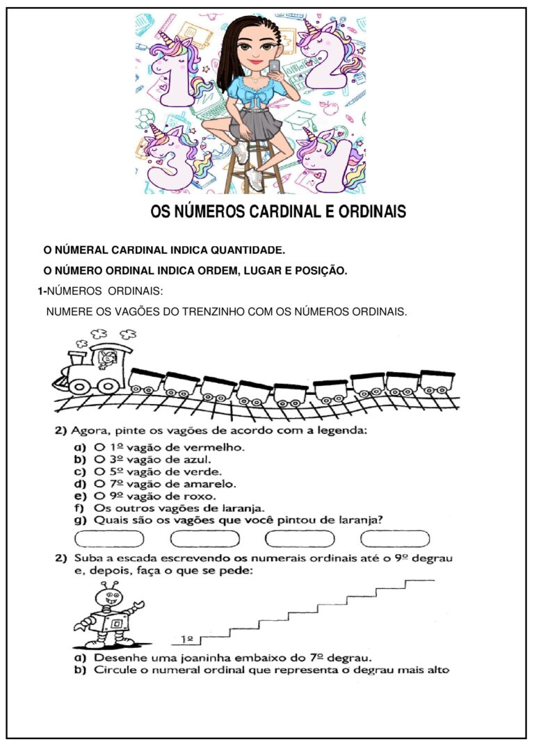 2º e 3º ano - Atividades de matemática: números ordinais e cardinais e ...