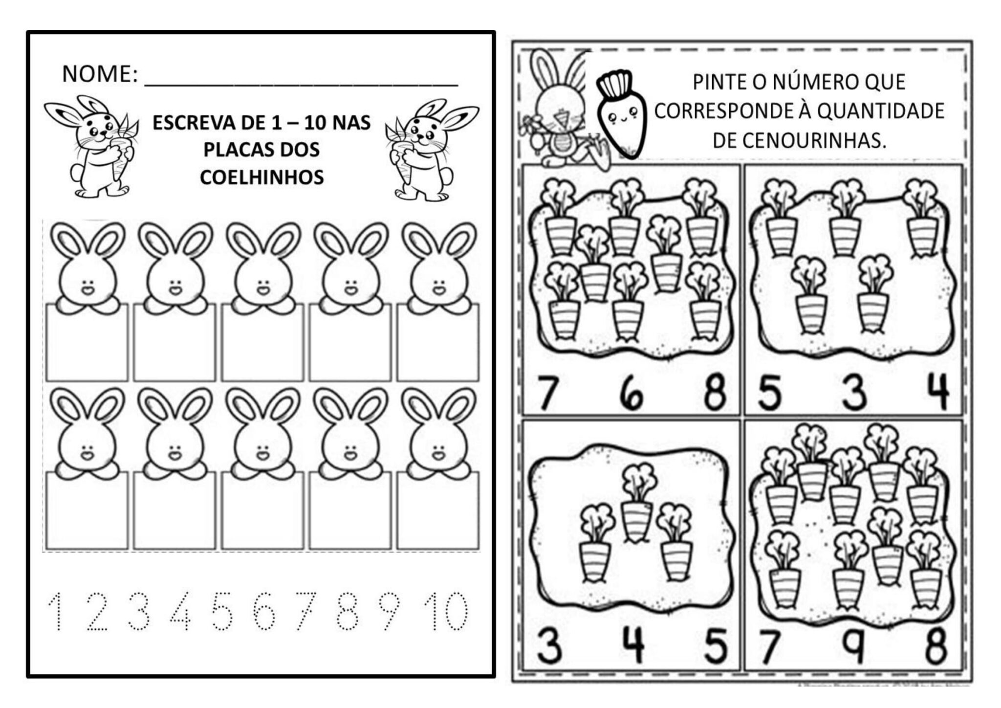 Ed. infantil - TS - Atividades de matemática - números de 0 a 10 - Cuca ...