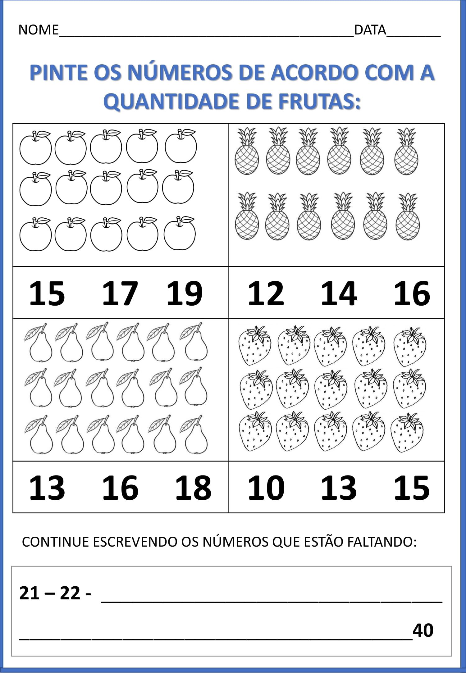 Atividade De Matemática 1 Ano Números E Quantidades - BINKEDU