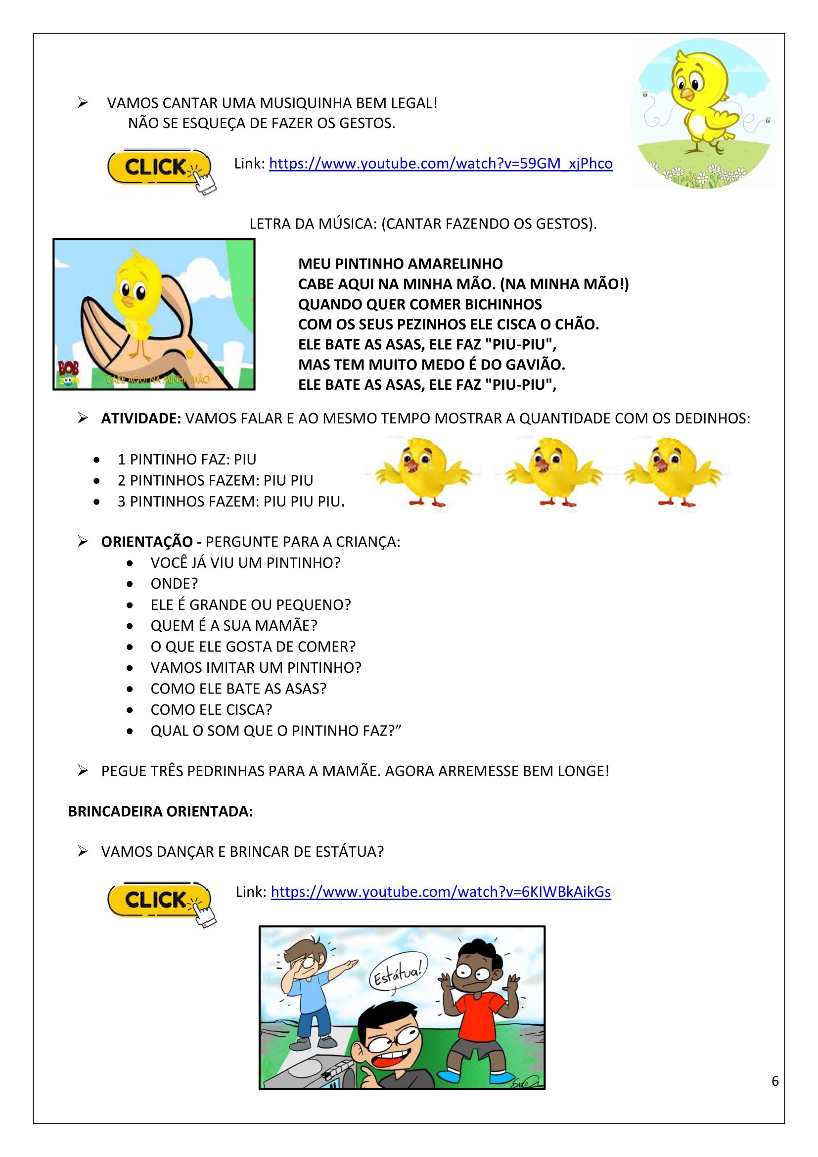 Ed. infantil - Sequência didática ; Meu pintinho amarelinho - Cuca ...