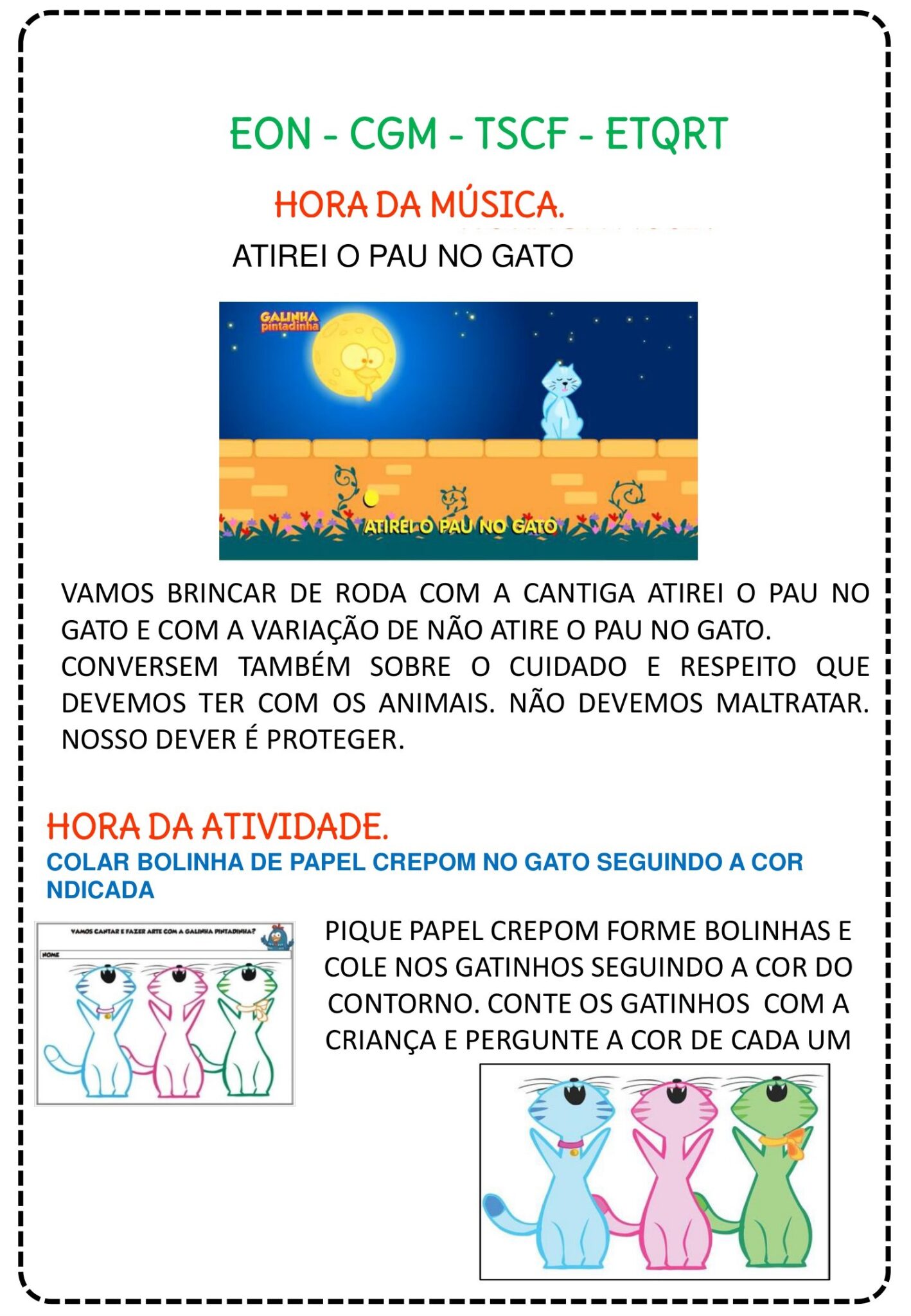 Ed, Infantil Atividades baseadas nos campos de experiência: EON / CGM/ TSCF/ ETQRT - Cuca Super ...