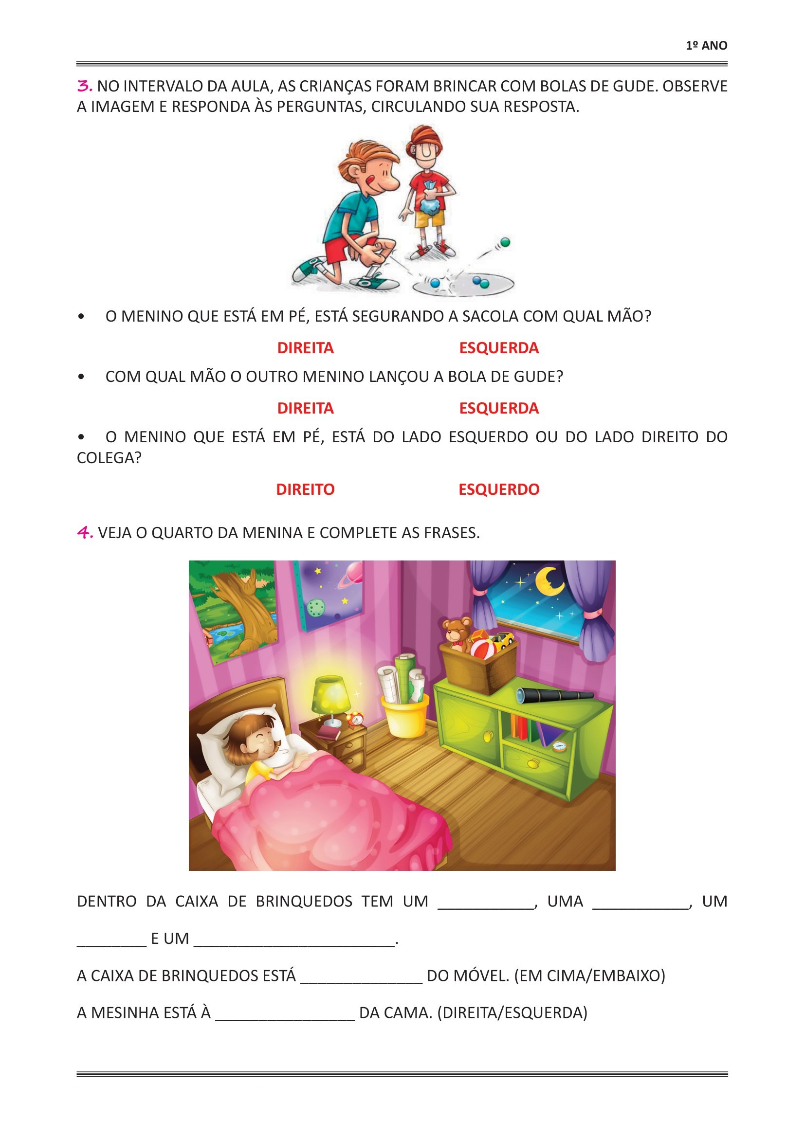 1º ano - Atividades de matemática - Localização - Cuca Super legal ...