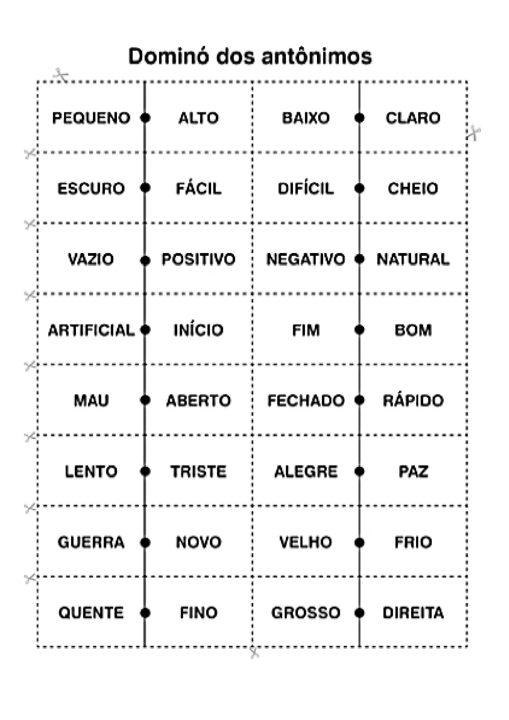 2º ao 5º ano - Dominó dos antônimos para imprimir - Cuca Super legal ...