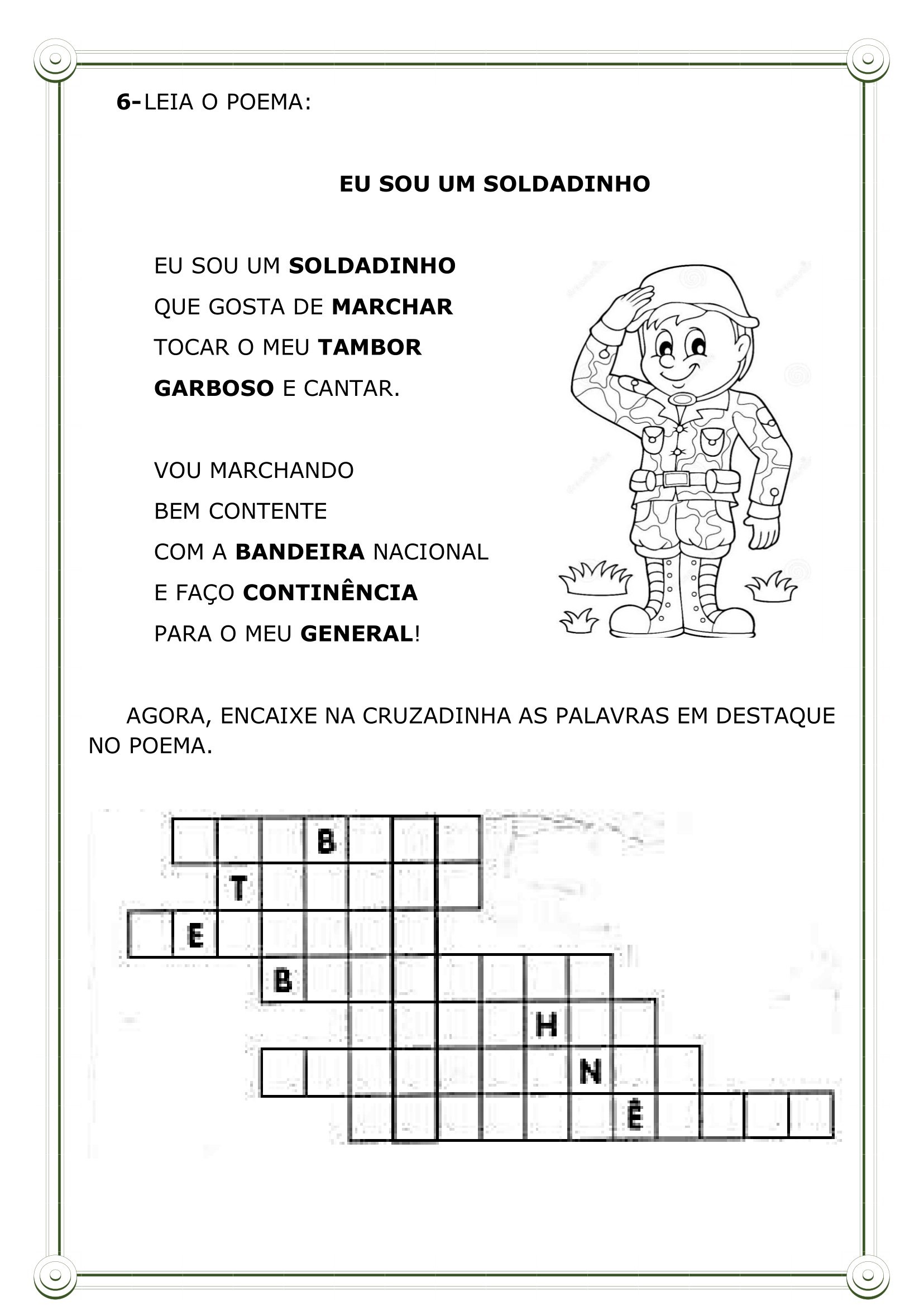 Atividade Dia Do Soldado 1 Ano - FDPLEARN