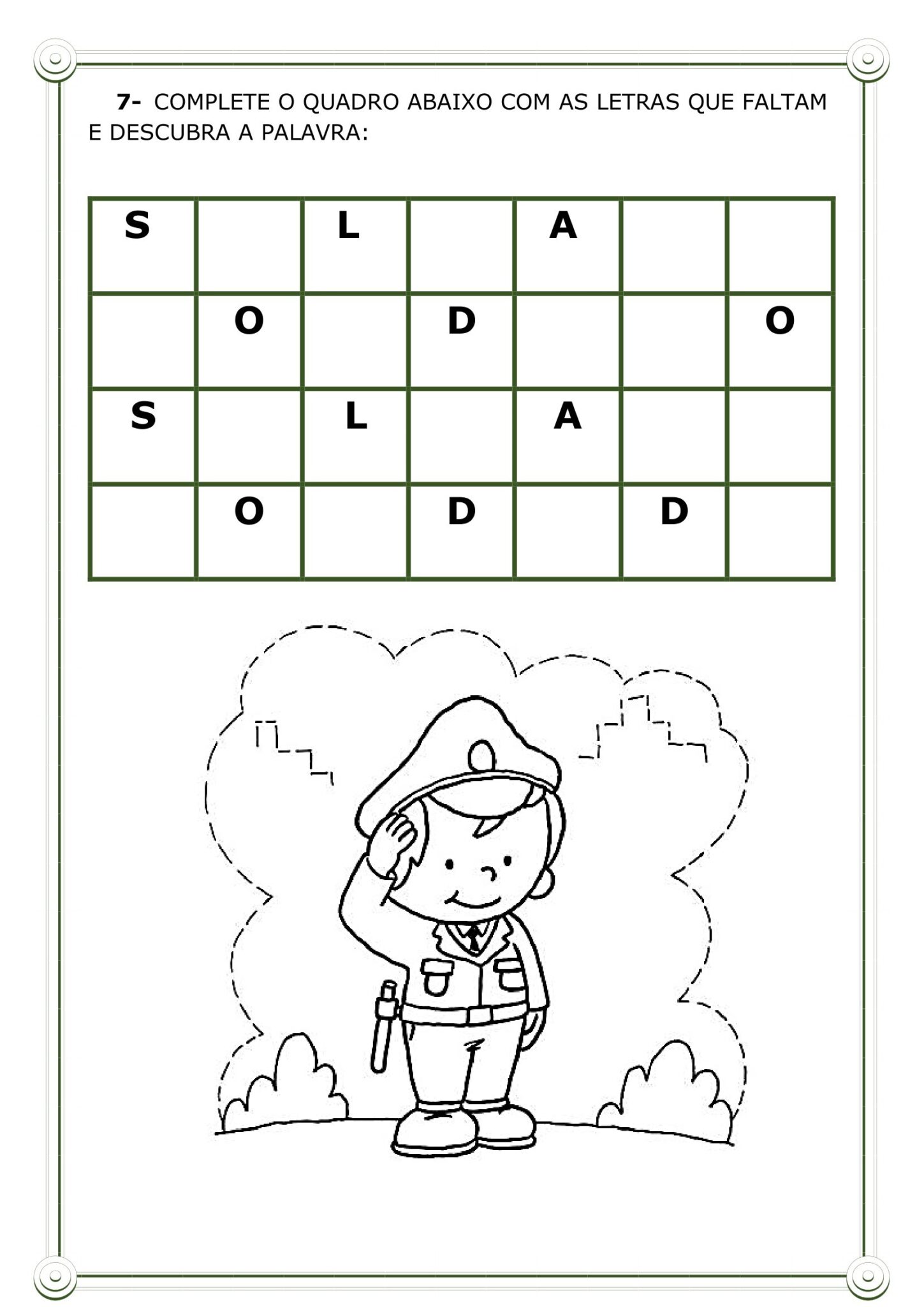 1º e 2º ano - ATIVIDADES DIA DO SOLDADO - Cuca Super legal - Educação ...