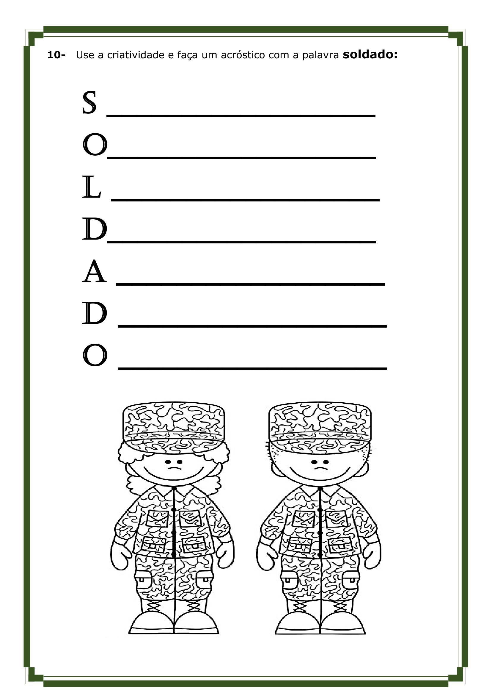 3º ao 5º ano - ATIVIDADES DO DIA DO SOLDADO - Cuca Super legal ...