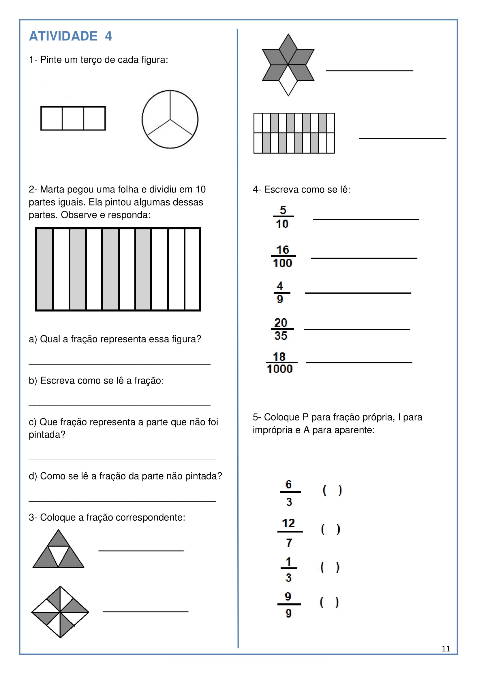 5º ano - ATIVIDADES DE MATEMÁTICA - Frações - Cuca Super legal ...