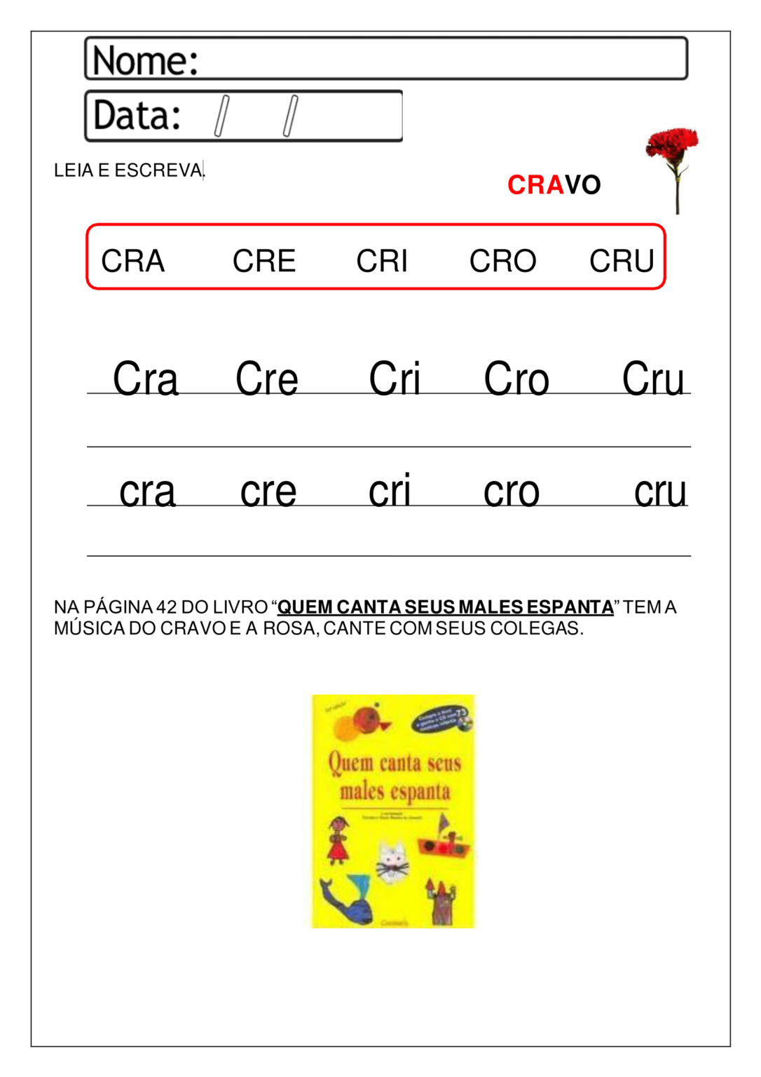 1º e 2º anos - ATIVIDADES DE ORTOGRAFIA - CRA - CRE - CRI - CRO - CRU ...