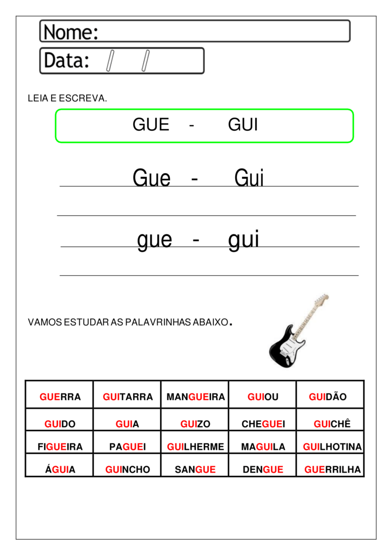 1º e 2º anos - ATIVIDADES DE ORTOGRAFIA GUE e GUI - Cuca Super legal ...