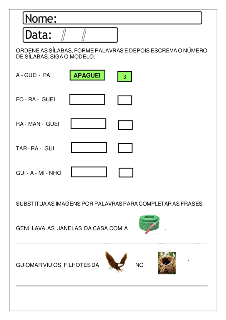 1º e 2º anos - ATIVIDADES DE ORTOGRAFIA GUE e GUI - Cuca Super legal ...