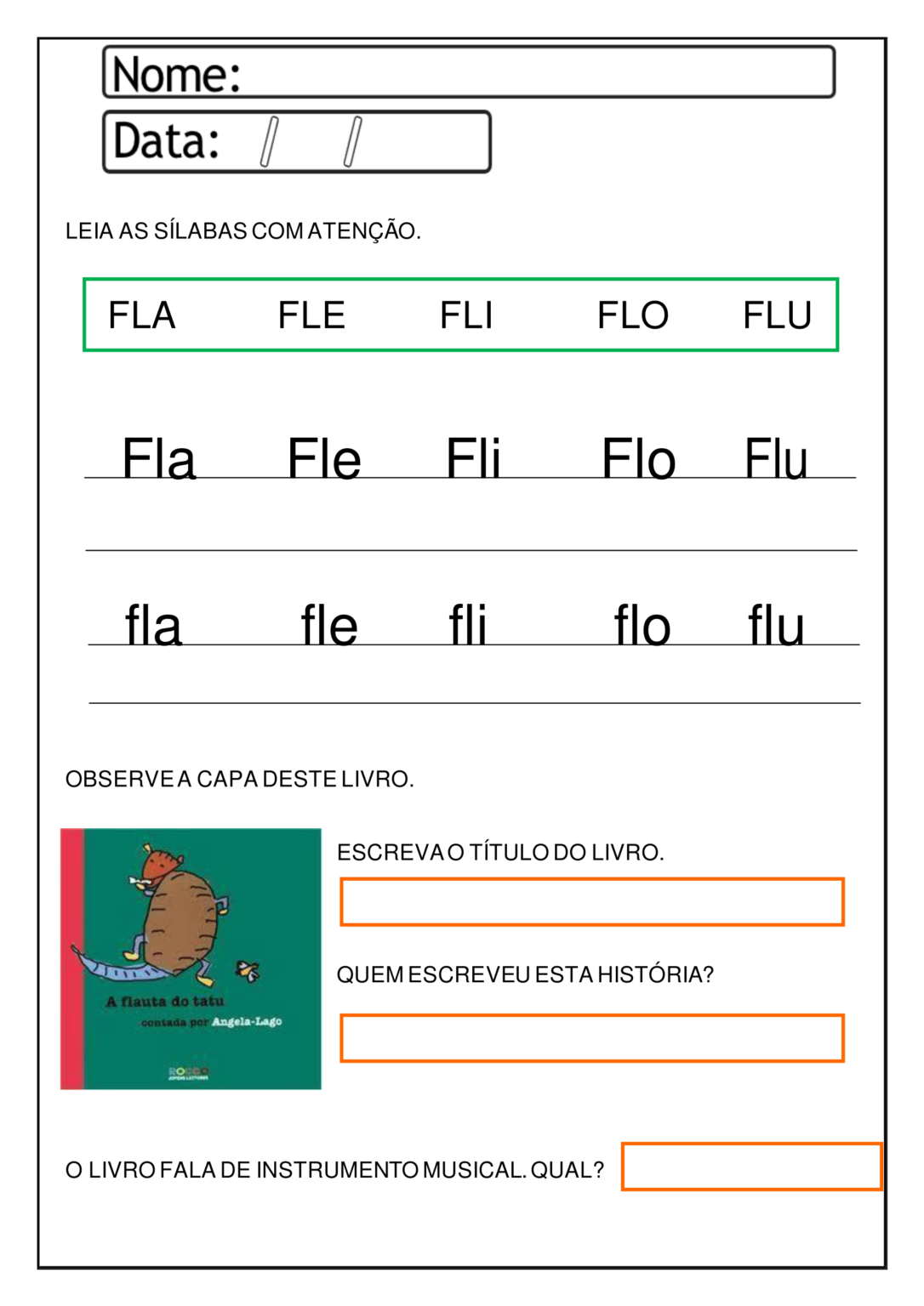 1º e 2º anos - ATIVIDADES DE ORTOGRAFIA FLA - FLE - FLI - FLO - FLU ...
