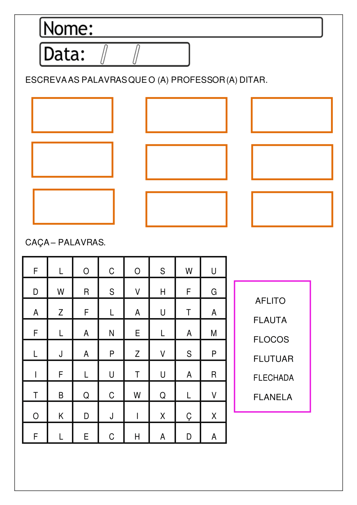1º e 2º anos - ATIVIDADES DE ORTOGRAFIA FLA - FLE - FLI - FLO - FLU ...