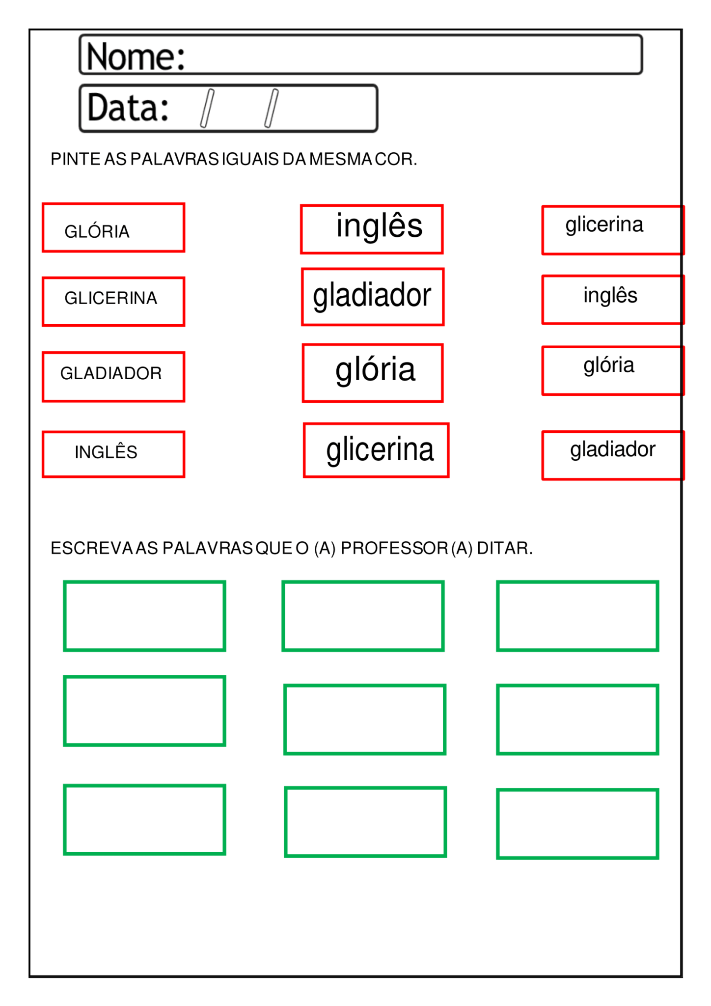 1º e 2º anos - ATIVIDADES DE ORTOGRAFIA - GLA - GLE - GLI - GLO - GLU ...