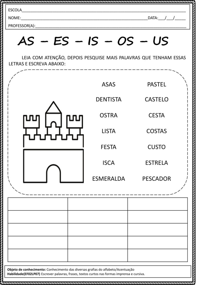 Atividades de ortografia - AS - ES -IS - OS - US - Cuca Super legal ...