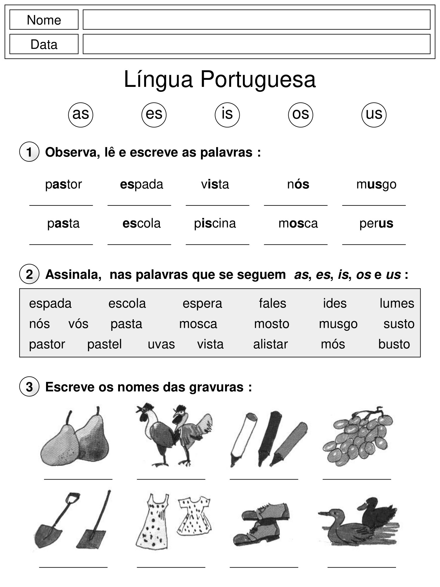 Atividades de ortografia - as -es - is - os - us - Cuca Super legal ...