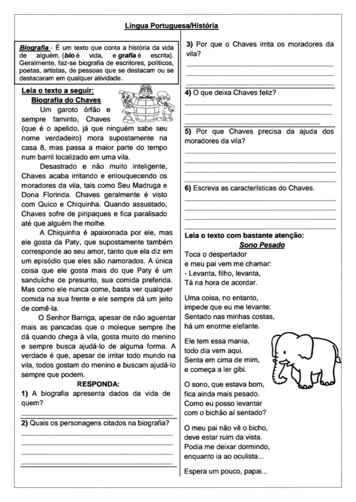 5º ANO - Atividade de leitura e interpretação de textos - Cuca Super ...