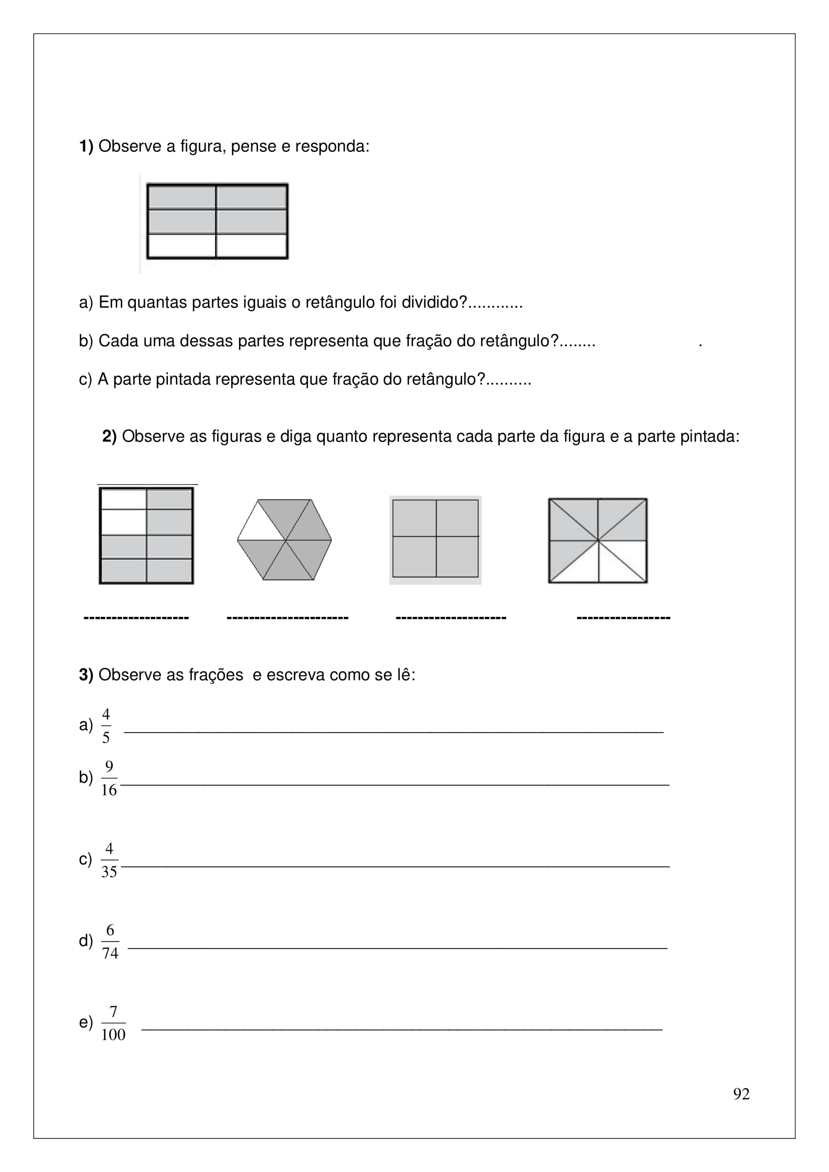 4º e 5º anos - ATIVIDADES DE MATEMÁTICA - FRAÇÕES ( OPERAÇÕES E ...